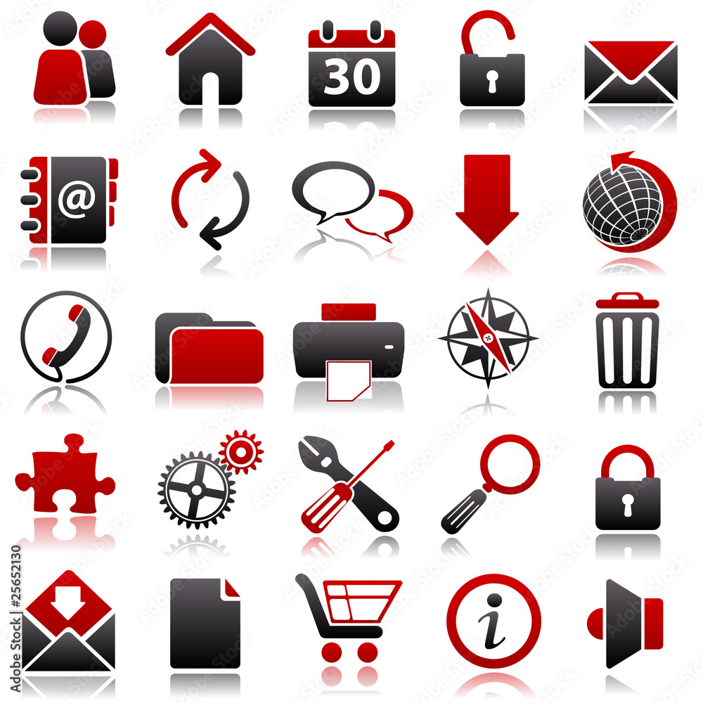web Red Icons Stock Vector | Adobe Stock