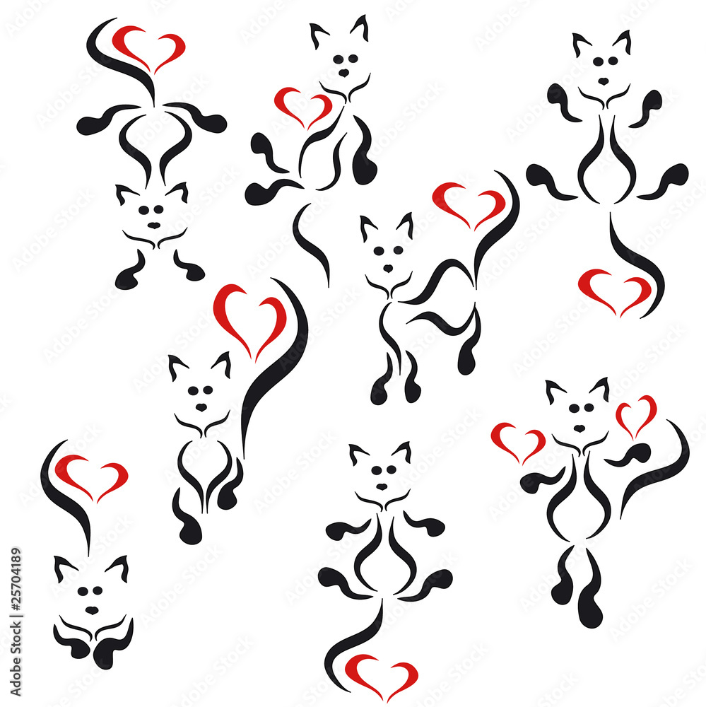 Logo cats with hearts. Stock Illustration | Adobe Stock