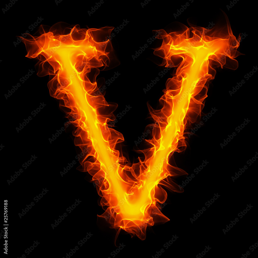 Fire letter V Stock Illustration | Adobe Stock