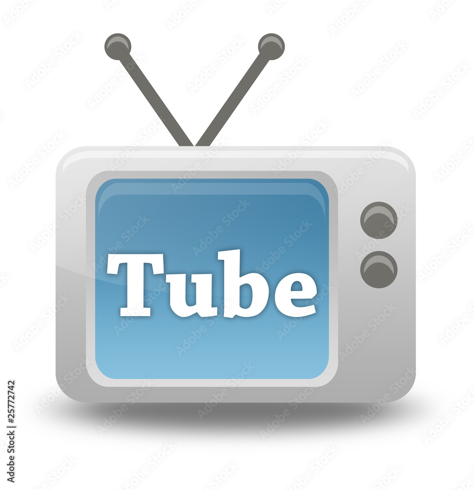 Cartoon-style TV Icon with "Tube" wording on screen Stock Illustration ...