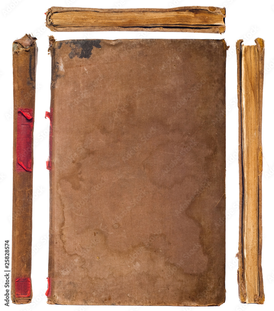 vintage book sides set - spine, first cover, cut and top sides Stock ...