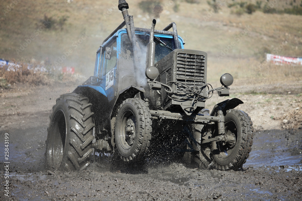 Tractor mud racing Stock Photo | Adobe Stock
