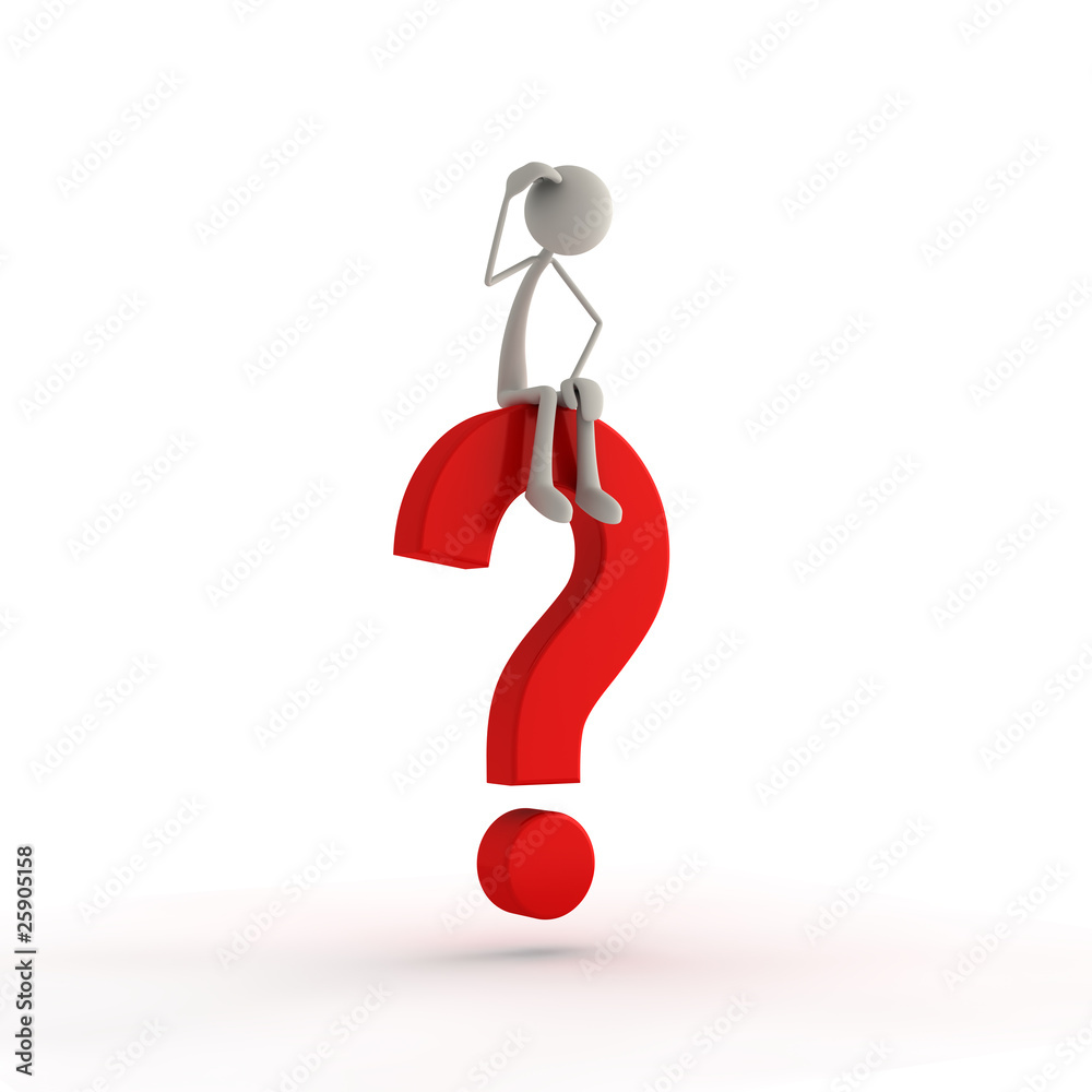 Figur sitzt auf Fragezeichen 素材庫插圖 | Adobe Stock