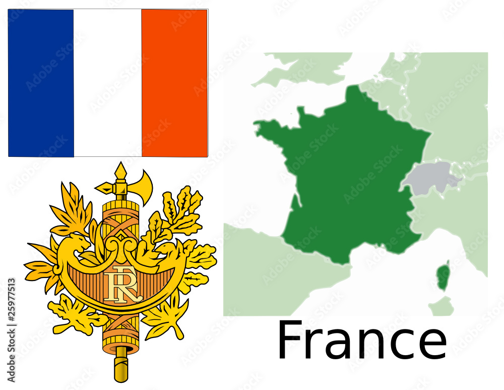 France flag national emblem map Stock Vector | Adobe Stock