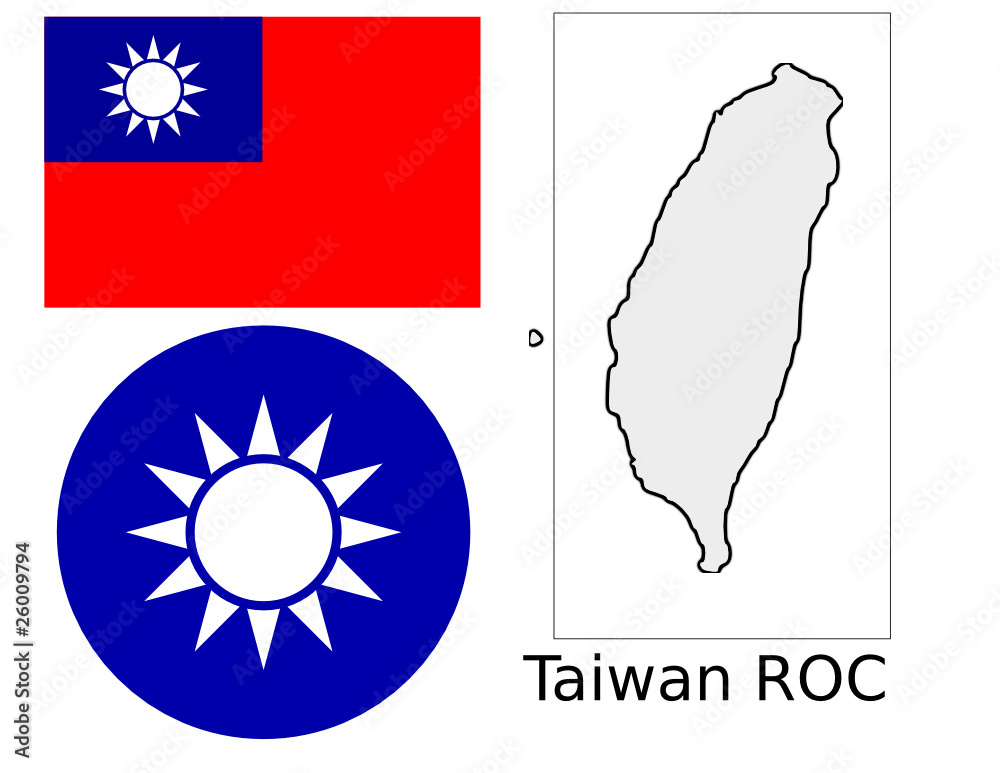 Taiwan ROC flag national emblem map Stock Vector | Adobe Stock