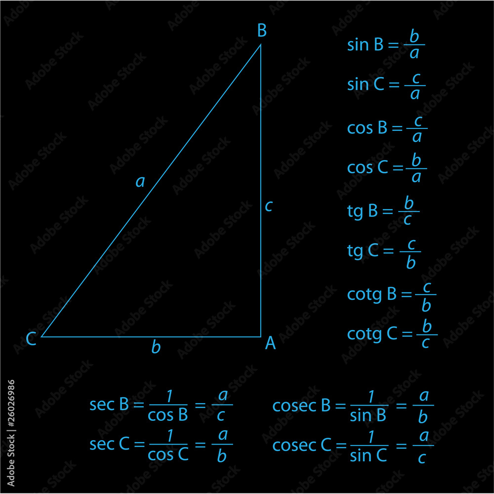 Trigonometry formula Stock Vector | Adobe Stock