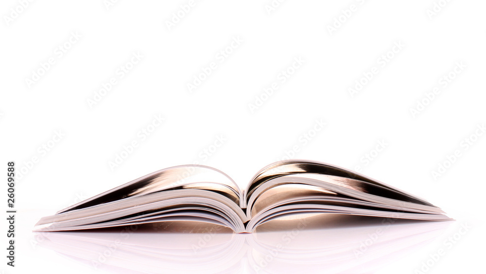 Pile of open magazines isolated on white background Stock Photo | Adobe ...