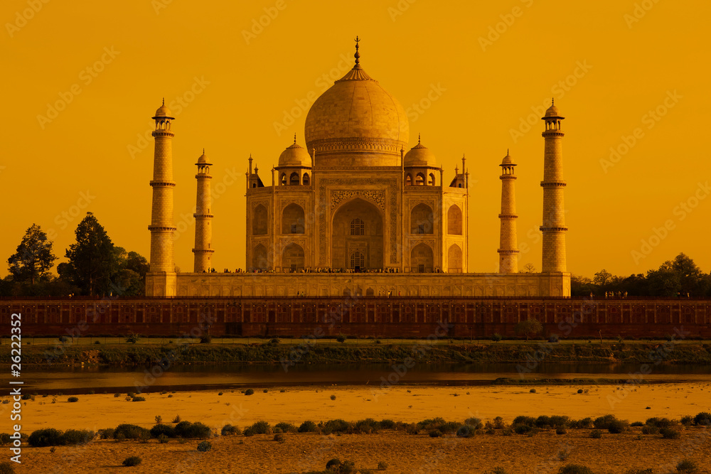 Taj Mahal, sunset Yamuna River. Stock Photo | Adobe Stock
