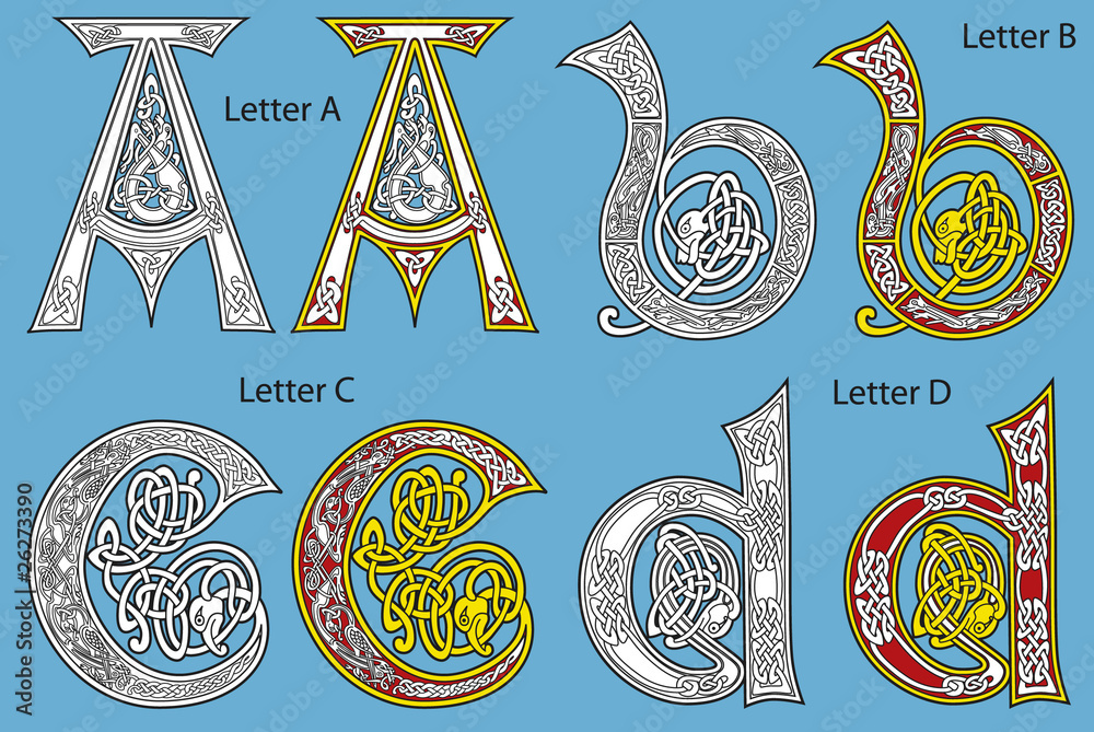 Ancient Celtic alphabet (26 letters) Stock Vector | Adobe Stock