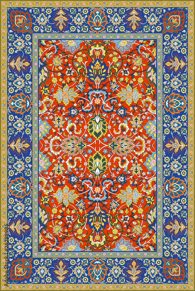 Persian detailed vector carpet Stock Vector | Adobe Stock
