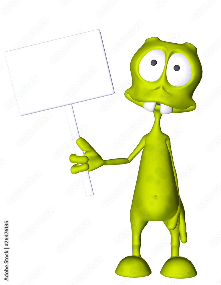 alien cartoon hold a sign Stock Illustration | Adobe Stock