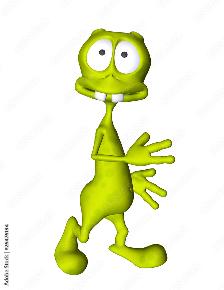 Alien Cartoon walking side Stock Illustration | Adobe Stock
