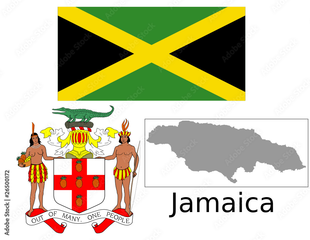 Jamaica flag national emblem map Stock Vector | Adobe Stock