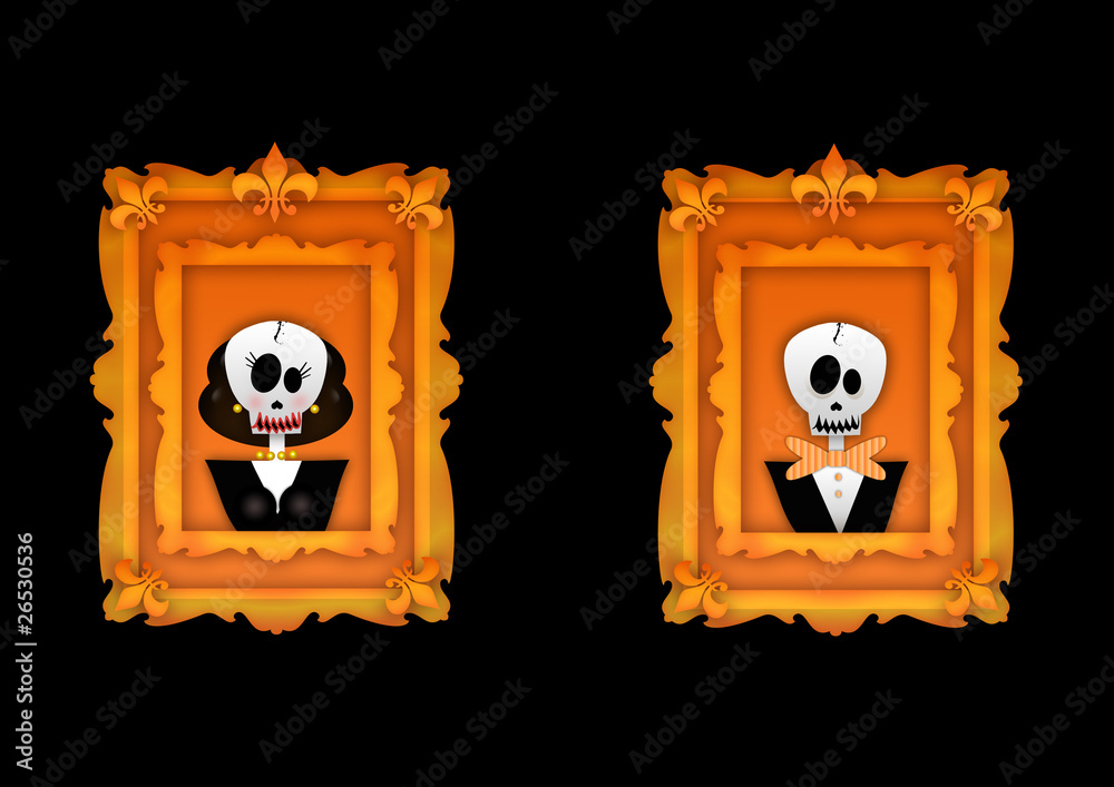 ritratto di coppia di scheletri Stock Illustration | Adobe Stock