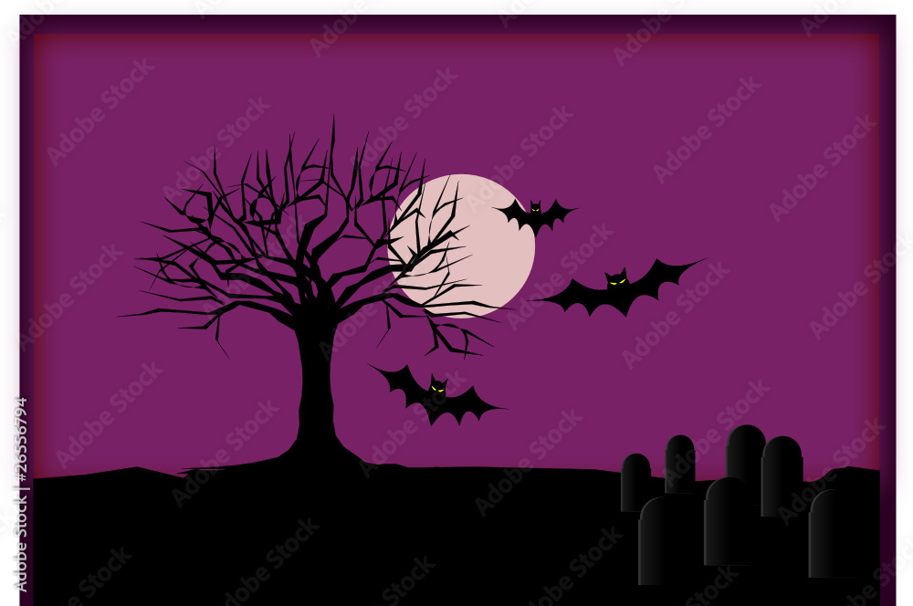 Purple Background Halloween Scene Stock Vector | Adobe Stock