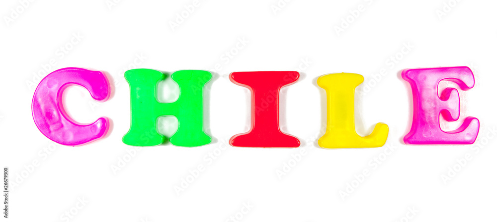 chile written in fridge magnets Stock Photo | Adobe Stock