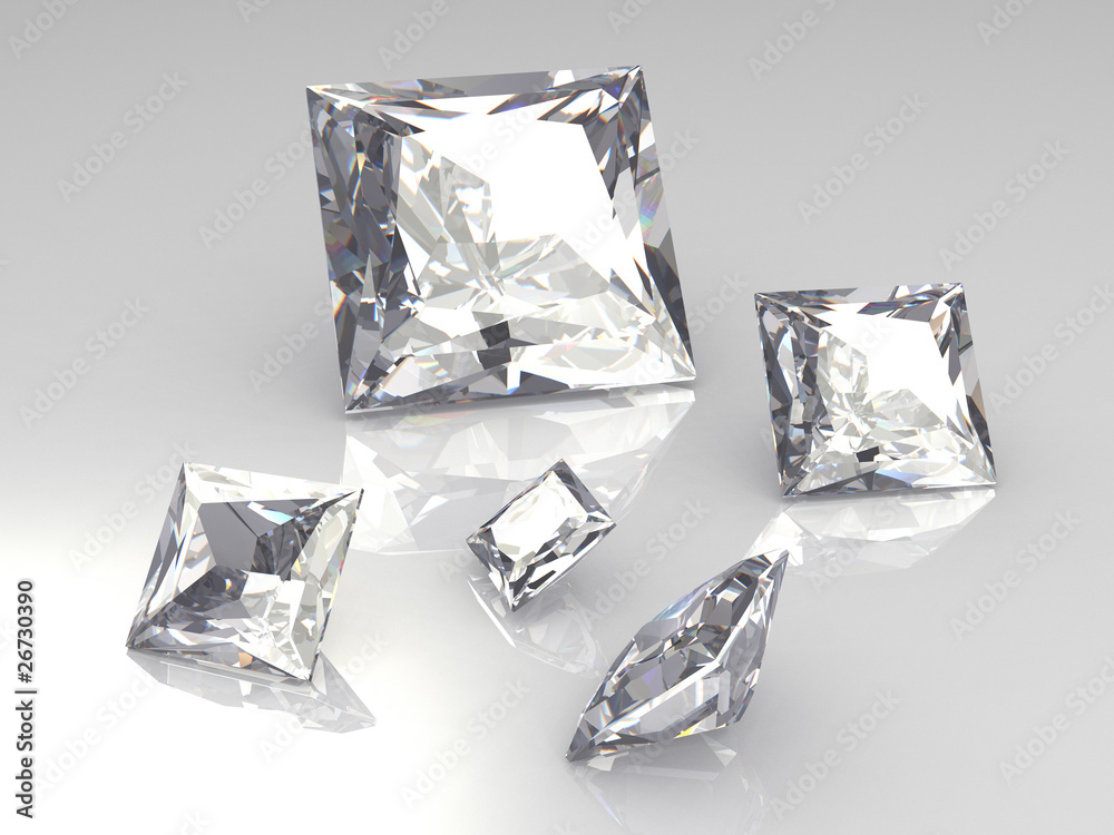 Square white diamond stones on glossy surface Stock Illustration ...