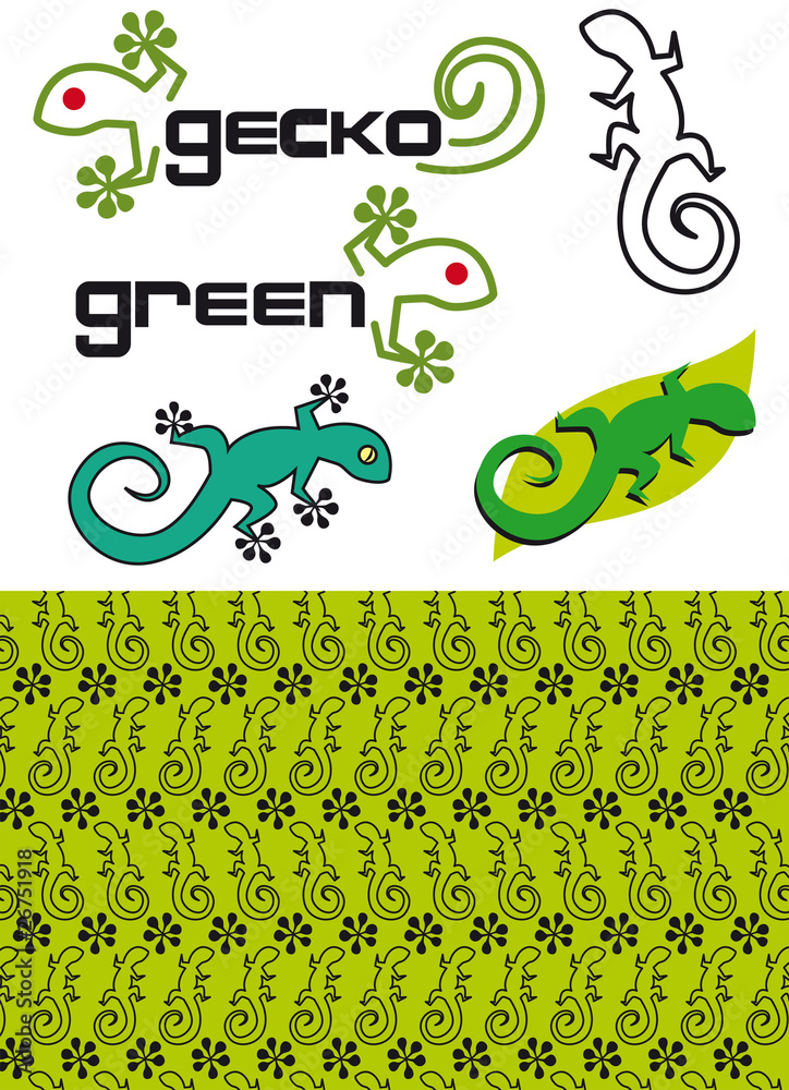 gecko logos and geckos seamless texture Stock Vector | Adobe Stock