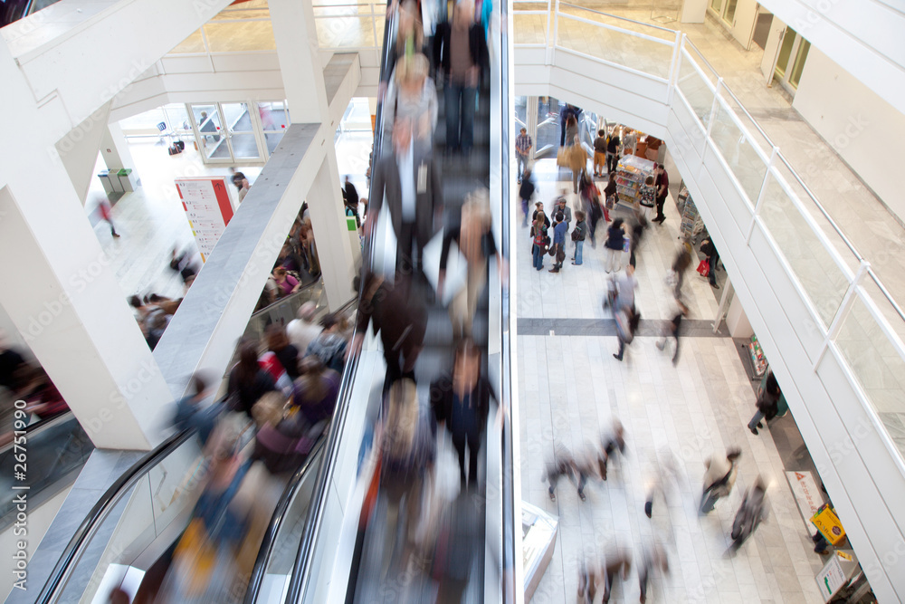 visitors inside the hall of the trade fair Stock Photo | Adobe Stock