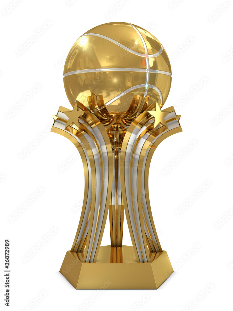 Golden - silver basketball award trophy with ball and stars Stock ...