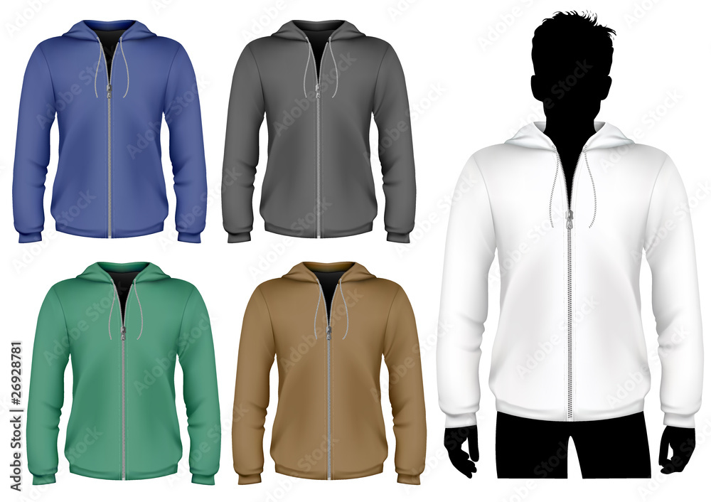 Vector. Hooded sweatshirt with zipper design template. Stock Vector ...