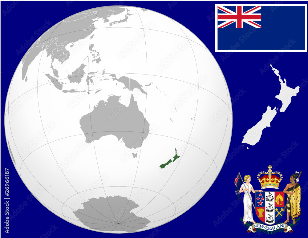 new zealand globe map