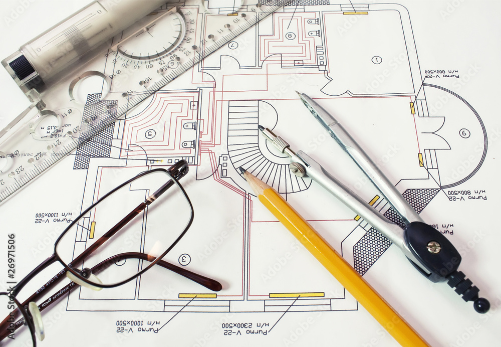 Engineer drawing Stock Photo | Adobe Stock