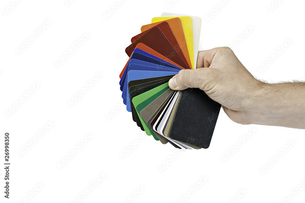 sample metal RAL color chart hold by human hand Stock Photo | Adobe Stock