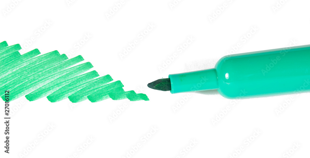 green marker pen making scribble on white background Stock Photo ...