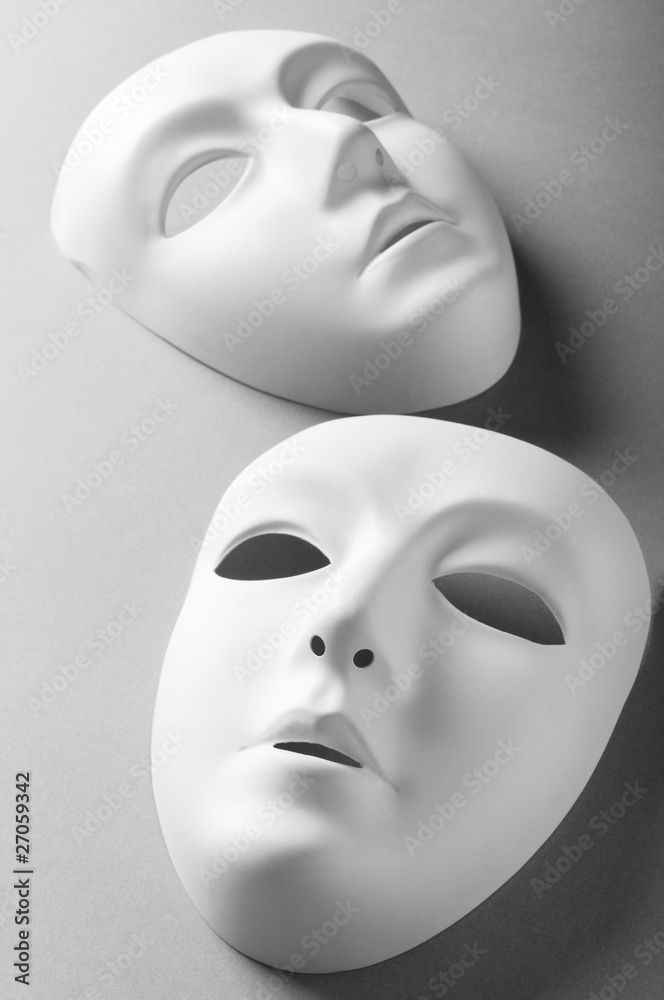 Theatre concept with the white plastic masks Stock Photo | Adobe Stock
