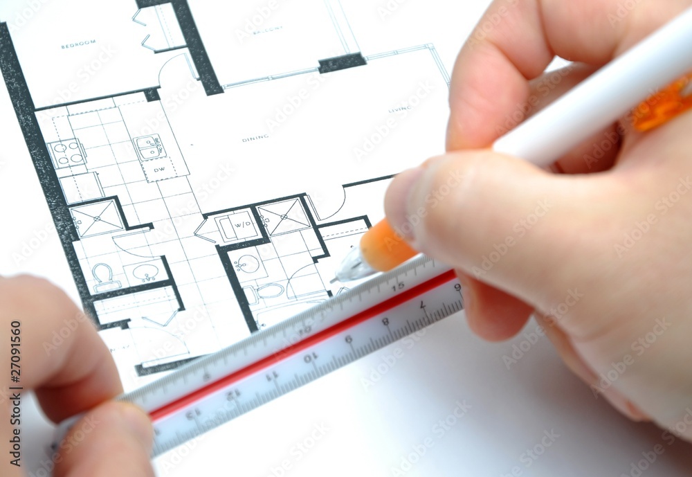 House floor plan on grid paper with ruler. Stock Photo | Adobe Stock