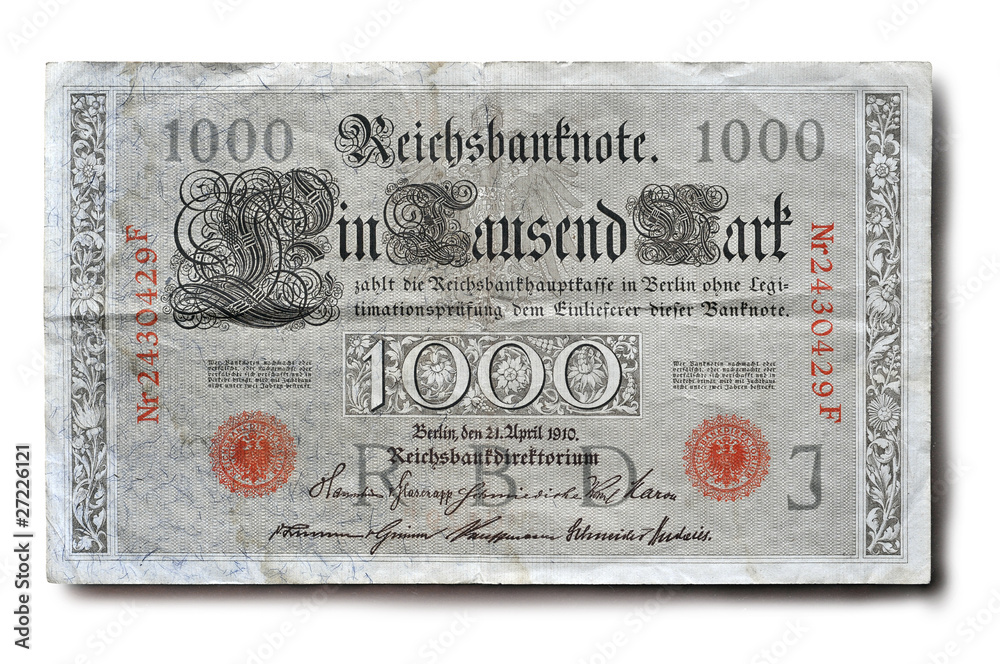 Alte Banknote 1000 Mark Reichsbank 1910 Stock Photo | Adobe Stock