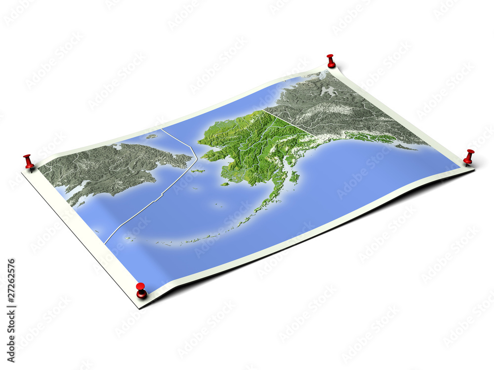 Alaska on unfolded map sheet. Stock Illustration | Adobe Stock