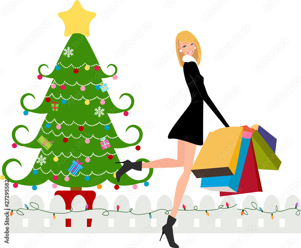 christmas shopping Stock Vector | Adobe Stock