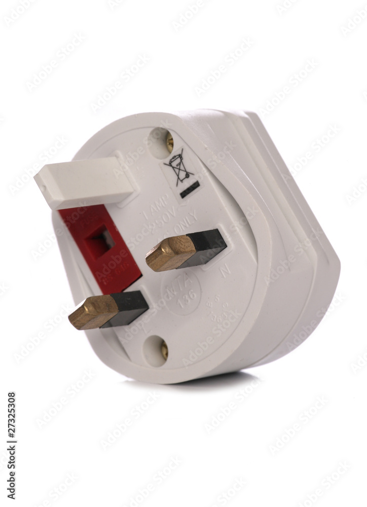 Three pin plug adapter Stock Photo | Adobe Stock