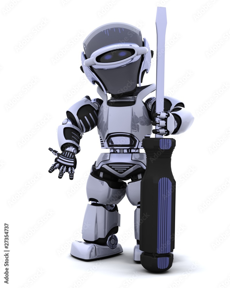 robot with a screwdriver Stock Illustration | Adobe Stock
