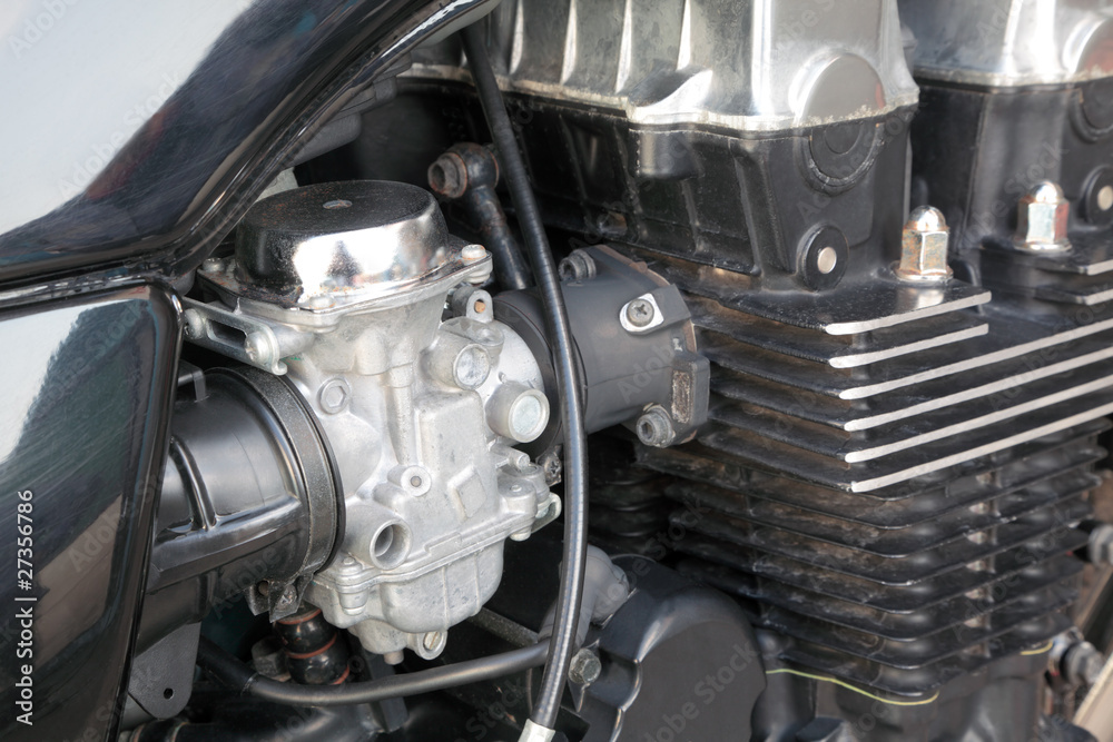 Motorcycle engine, carburetor and cylinder head Stock Photo | Adobe Stock