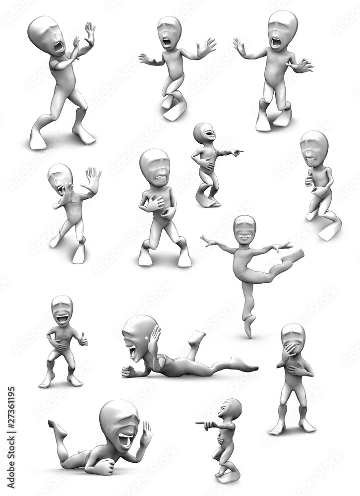 3d person who very frightened, trembling in fear and very loud l Stock ...