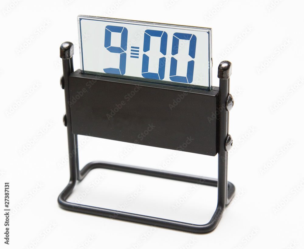 Digital clock on white background , 9:00 Stock Photo | Adobe Stock