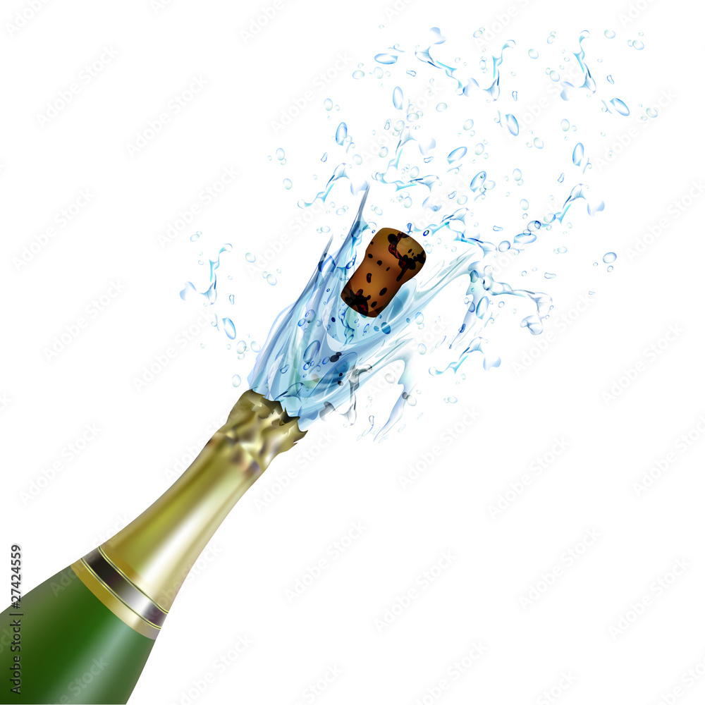 explosion of champagne bottle cork Stock Illustration | Adobe Stock