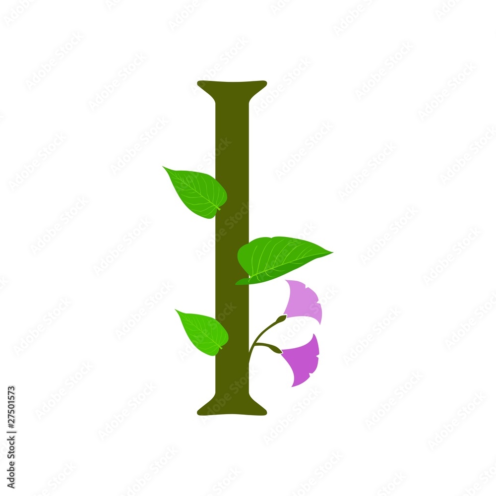 Plant font type, letter I Stock Vector | Adobe Stock