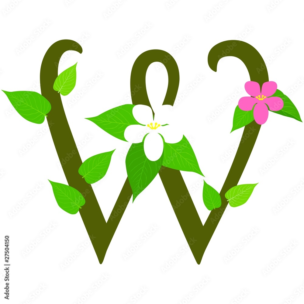 Plant font type, letter W Stock Vector | Adobe Stock