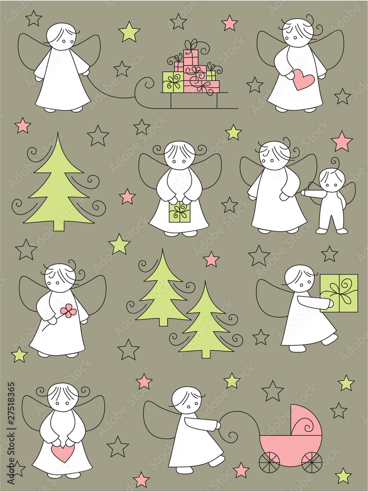 seamless angel wallpaper Stock Vector | Adobe Stock