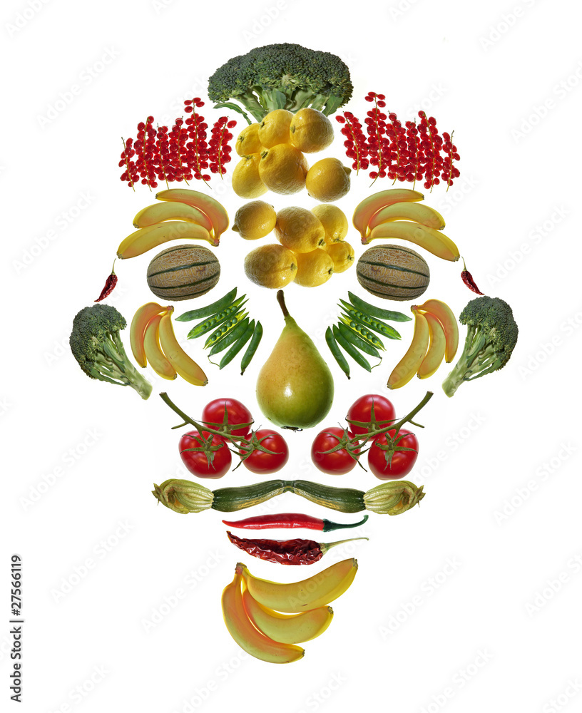 arcimboldo's style fruit and vegetable mask Stock Photo | Adobe Stock