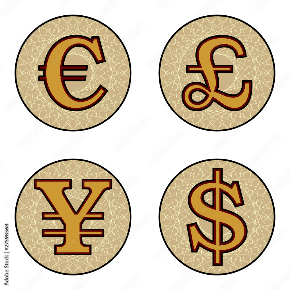 Different currency symbols isolated over white background Stock Vector ...