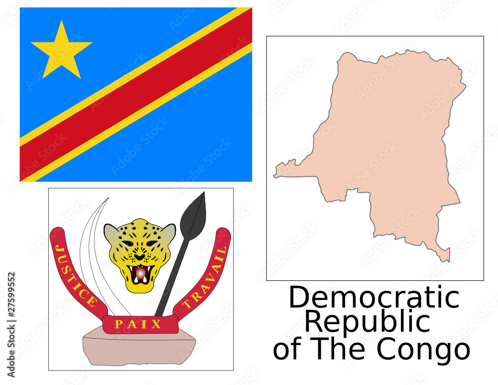 Democratic republic of Congo flag national emblem map Stock Vector ...
