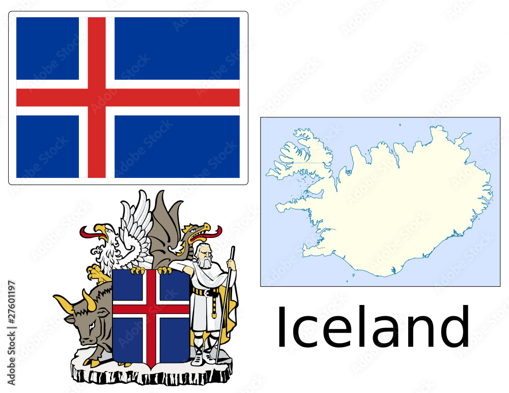 Iceland flag national emblem map Stock Vector | Adobe Stock