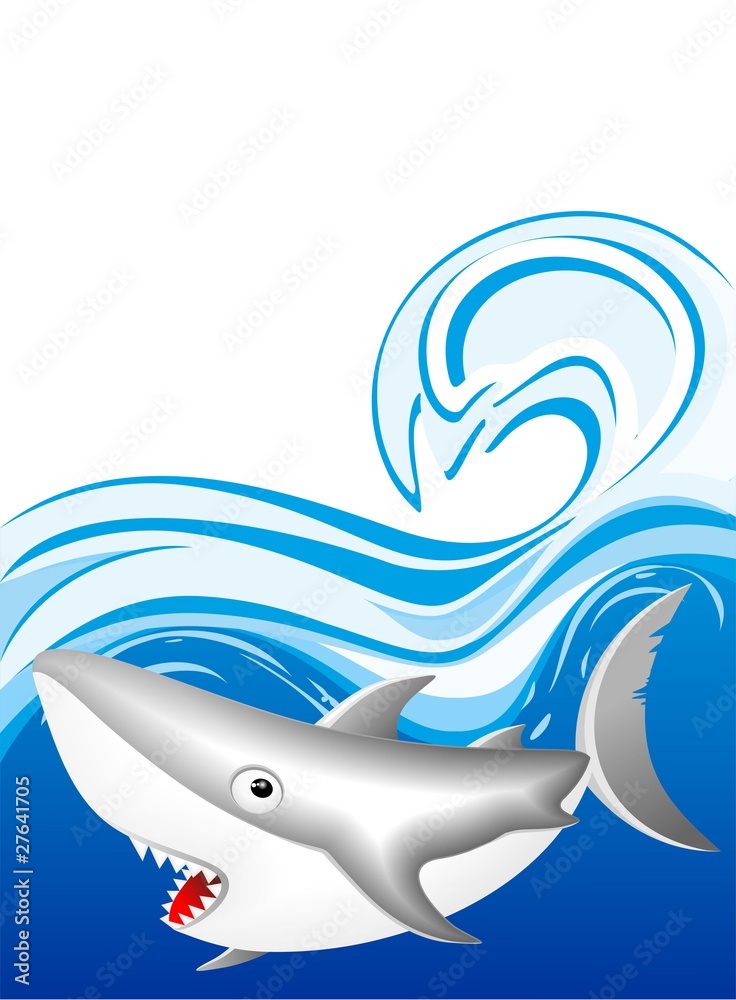 Squalo Cartoon Sondo-Shark Cartoon Background-Vector Stock Vector ...