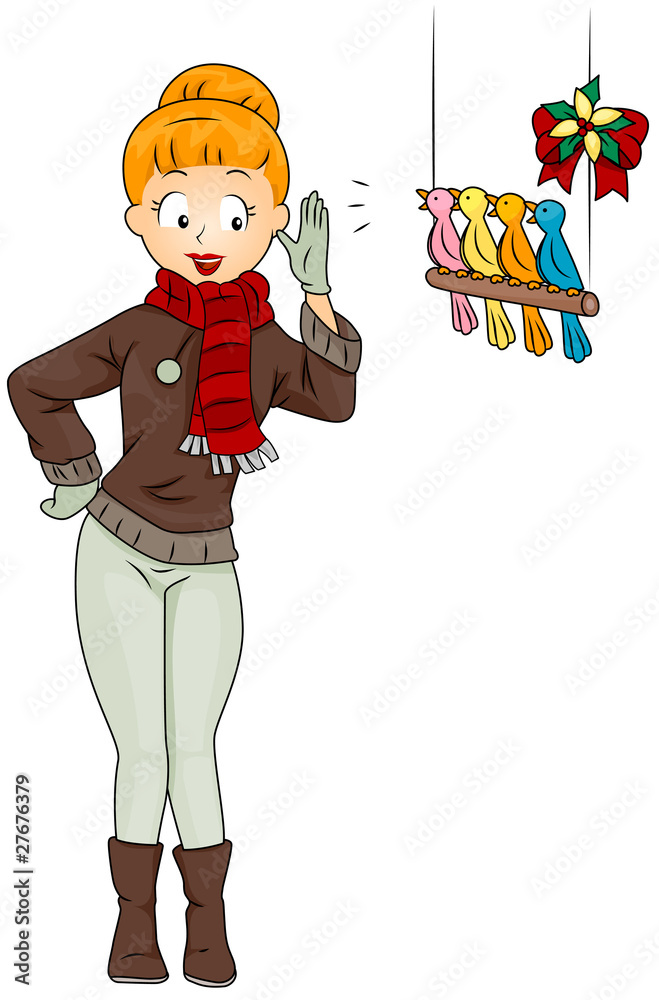 Four Calling Birds Clipart