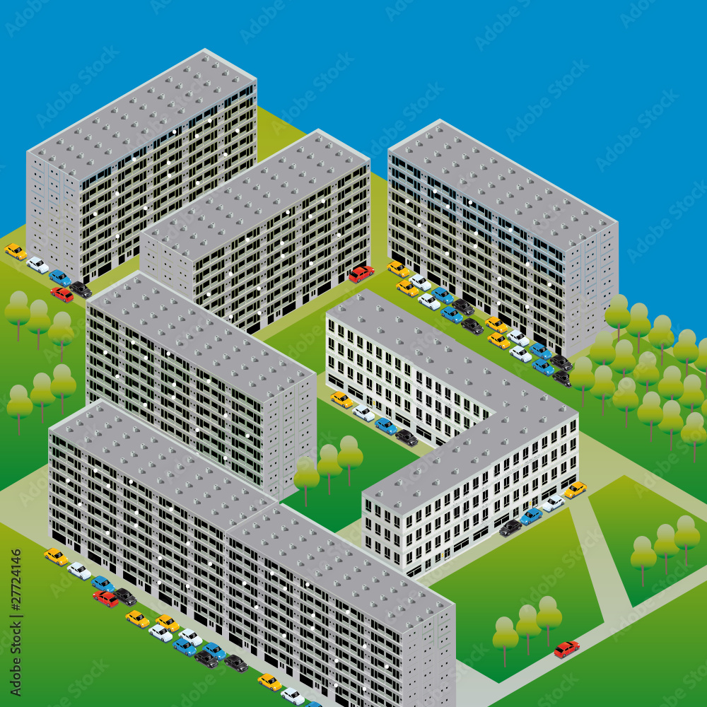 Vecteur Stock Tours de Cité en Banlieue HLM | Adobe Stock